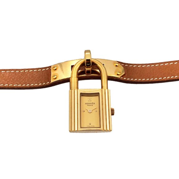 Hermes | Accessories | Hermes Kelly Watch Ladies Gold Brown Quartz ...